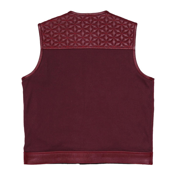 Leatherick Hexa-diamond stitch collarless biker vest - Leatherick US